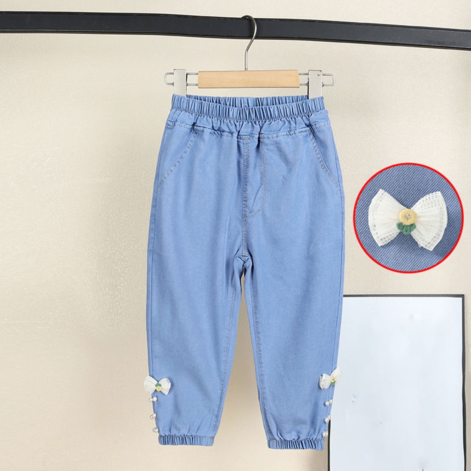 Bell Bottom Jeans New Toddler Joggers Girls Pull on Elastic Waist Denim ...