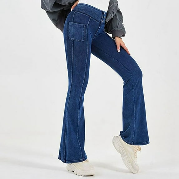 Bell Bottom Jeans for Women High Waisted Blue Jeans Wide Leg Jeans ...
