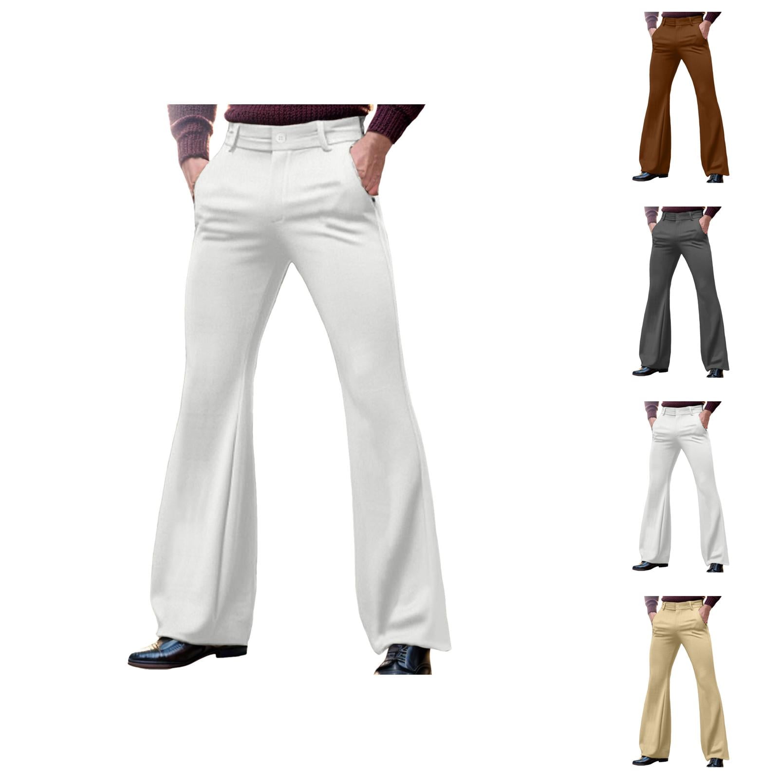 Bell Bottom Pants for Men 2026 Retro Casual Dress Pants Flared Trousers ...