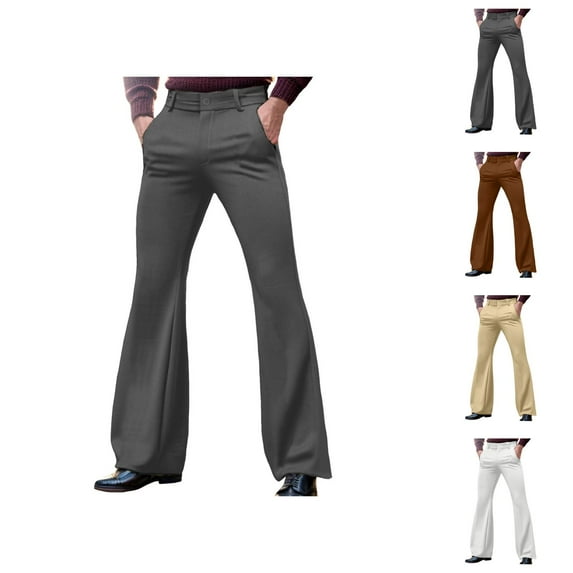 Bell Bottom Pants for Men 2026 Retro Casual Flared Trousers Dress Pants ...