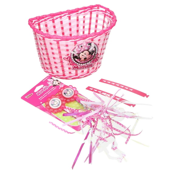 Disney Minnie Mouse Bike Basket and Streamer Combo Bright Pink Bicycle ...
