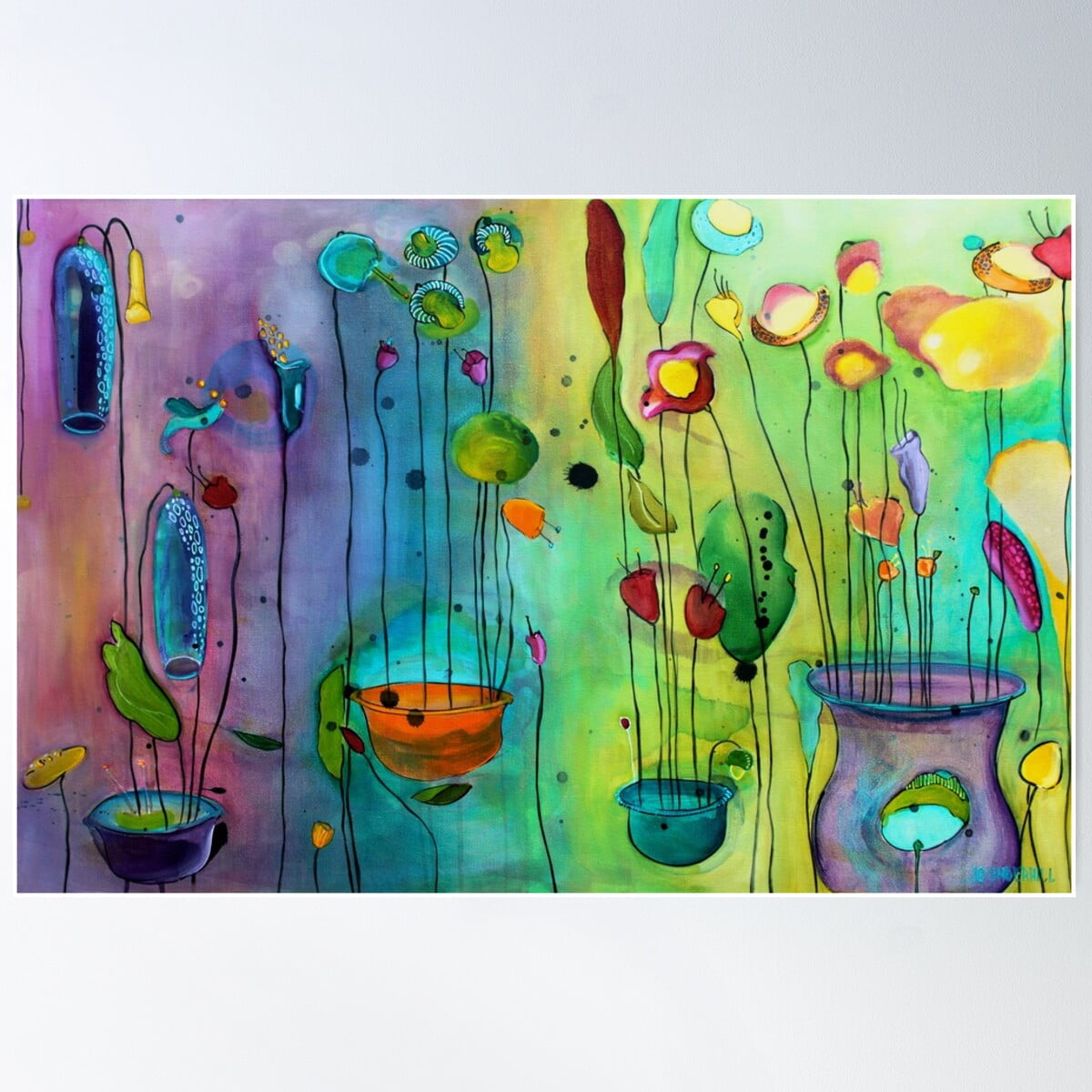 Bell Flowers And Blooms Poster Wall Art, Modern Wall Decor For Living ...