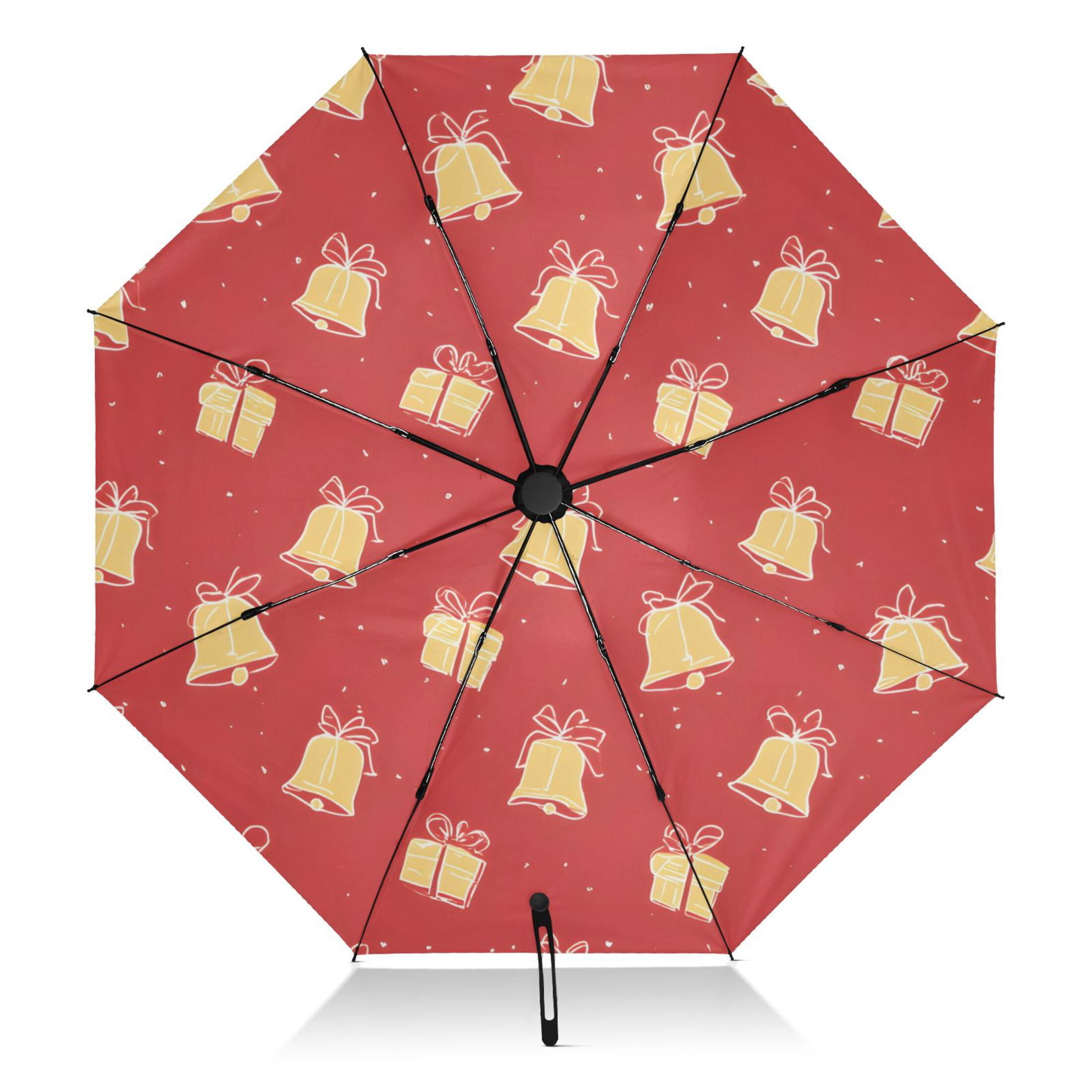 Bell Gift Gold Pattern Umbrella Folding Sun Umbrella Travel Auto Open ...