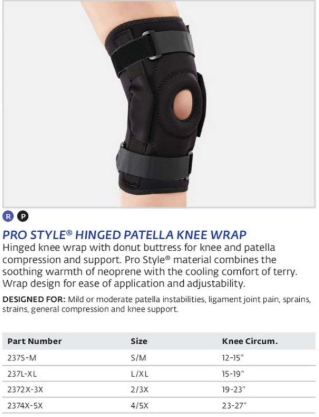 Bell-Horn ProStyle Hinged Patella Knee Brace, Small/Medium HSA/FSA ...