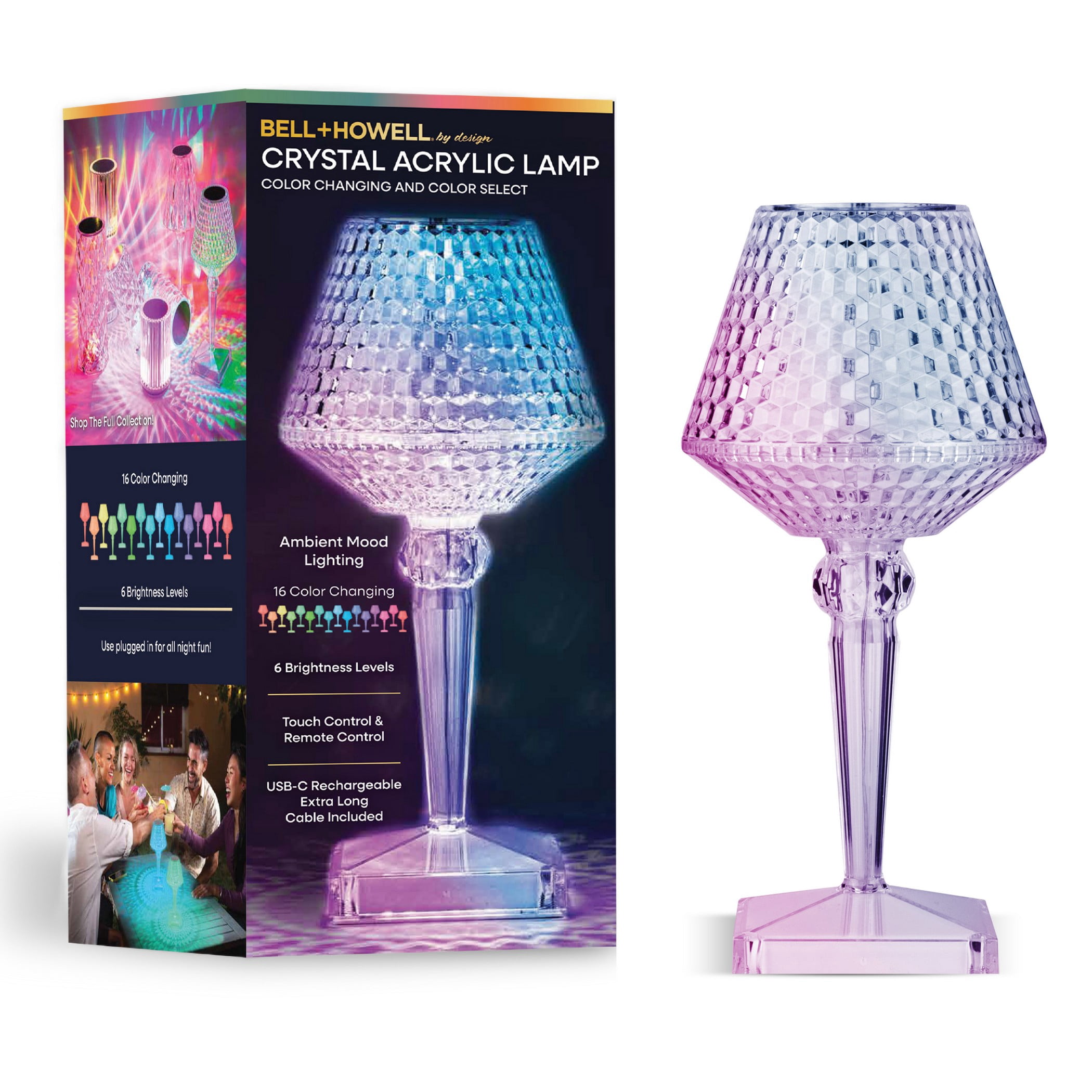 Bell and Howell Table Lamp Small Cordless Touch LED Rechargeable ...