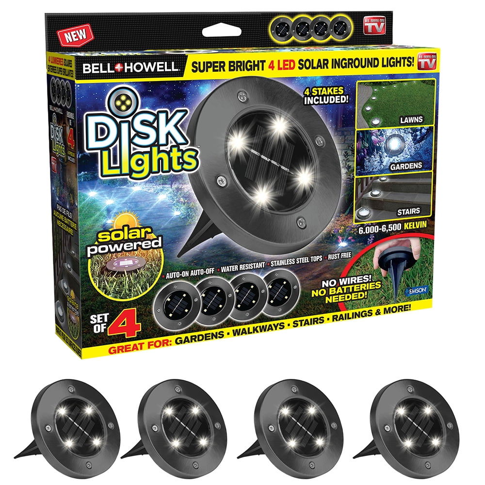 Bell + Howell Disk Lights Gunmetal Heavy Duty Outdoor Solar Pathway ...