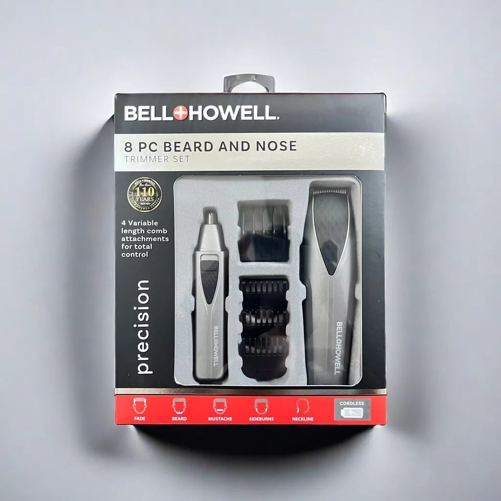 Bell+Howell Multi Purpose Nose & Hair Trimmer Set 8 Piece Cordless ...