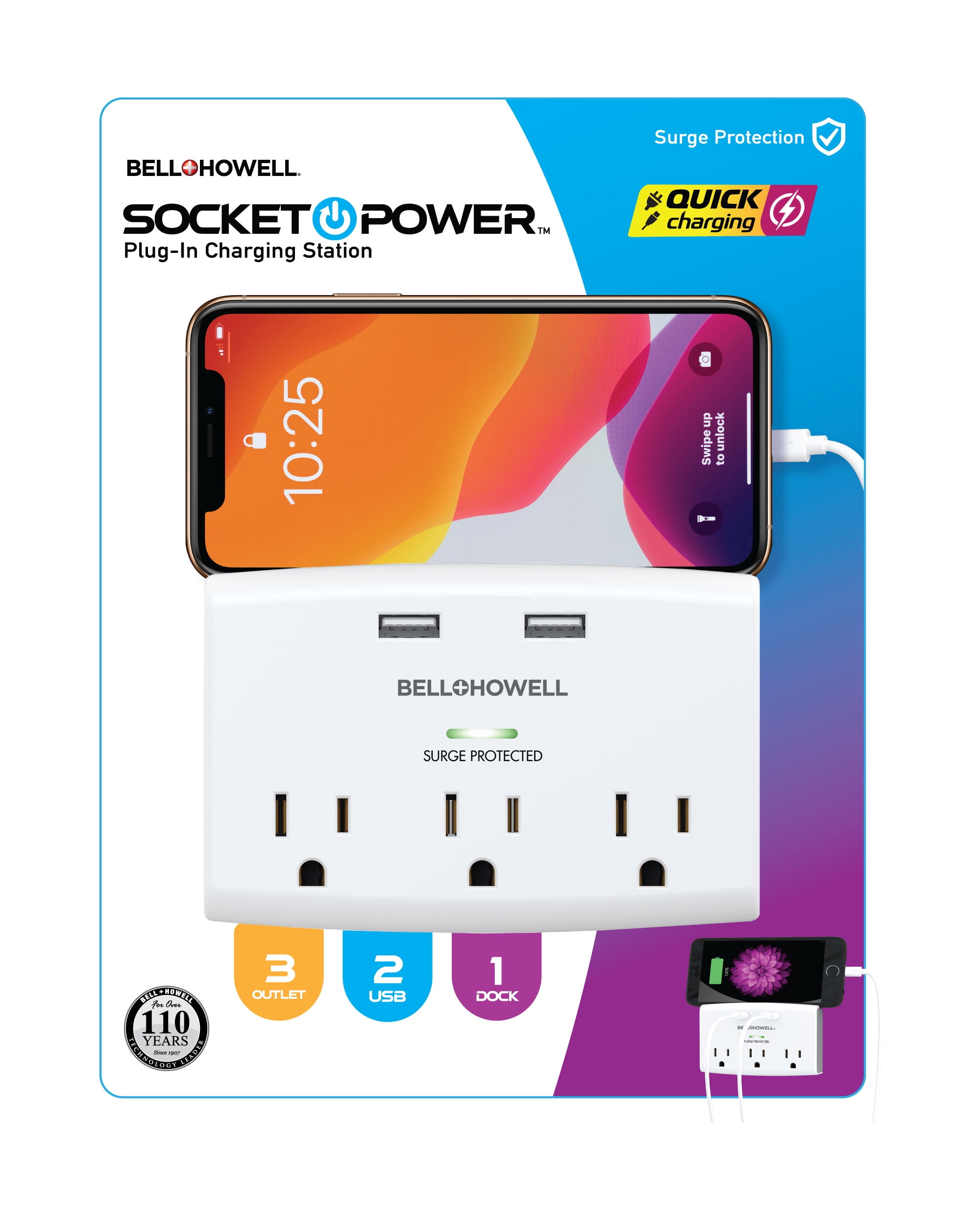 Bell Howell Socket Power Plug in Quick Charge Station - Walmart.com