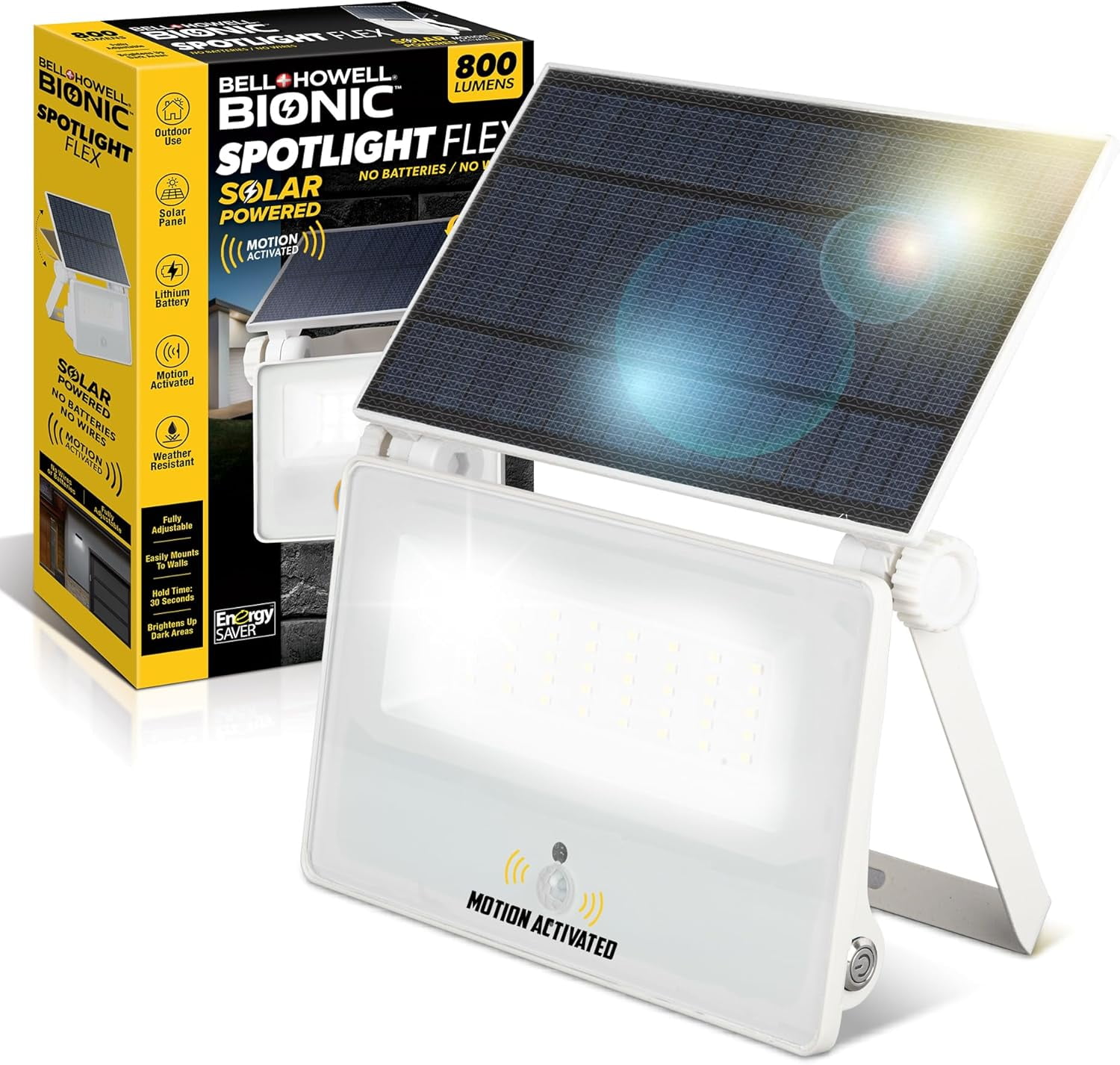 Bell + Howell Spotlight Flex - 800 Lumens Solar Flood Lights Outdoor ...