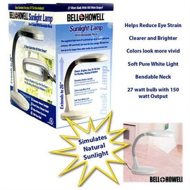 Bell & Howell Sunny Daylight Desk Lamp, Flexible Gooseneck, Extends to ...