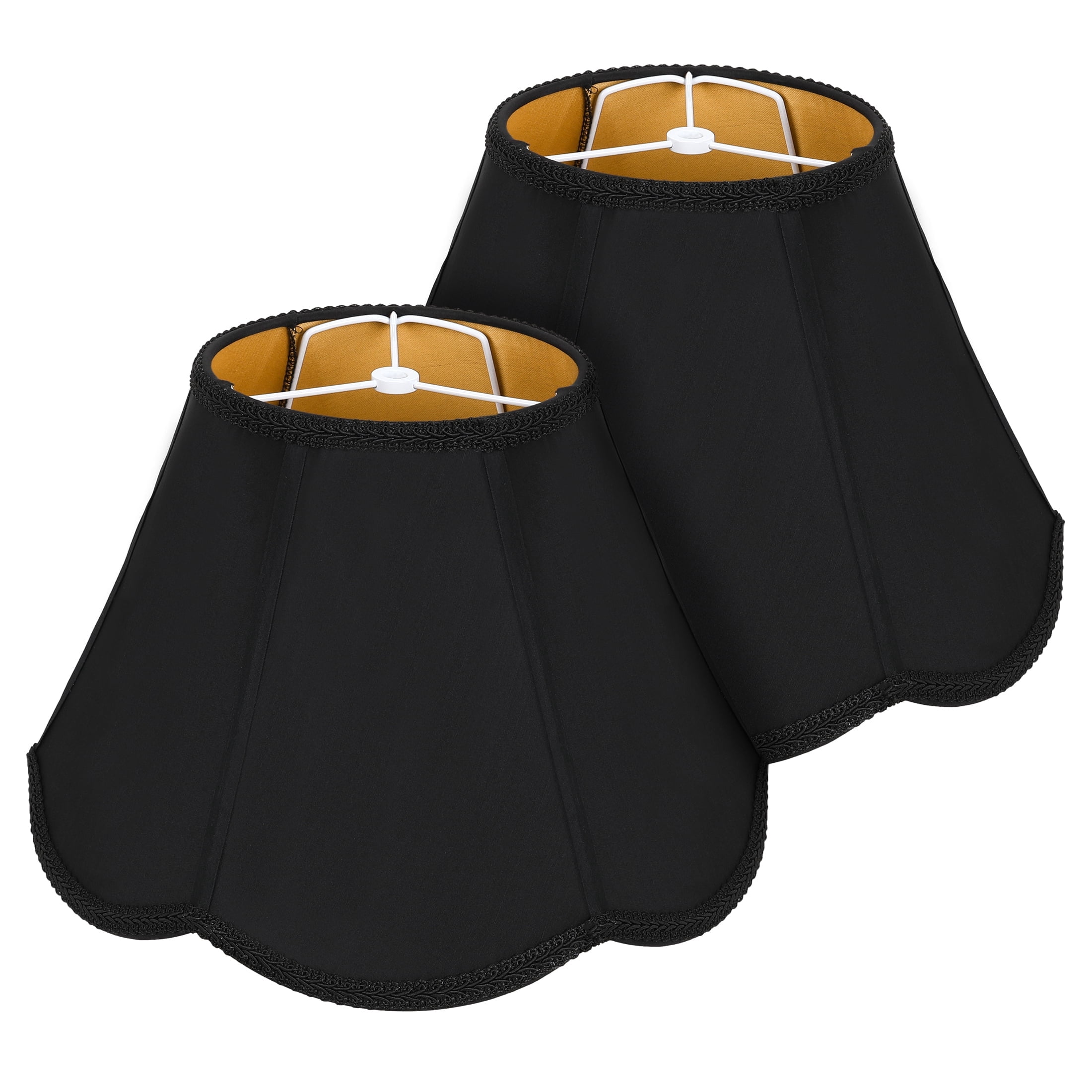 Bell Lamp Shade, Black Silk Shantung Scalloped Lampshade Replacement ...