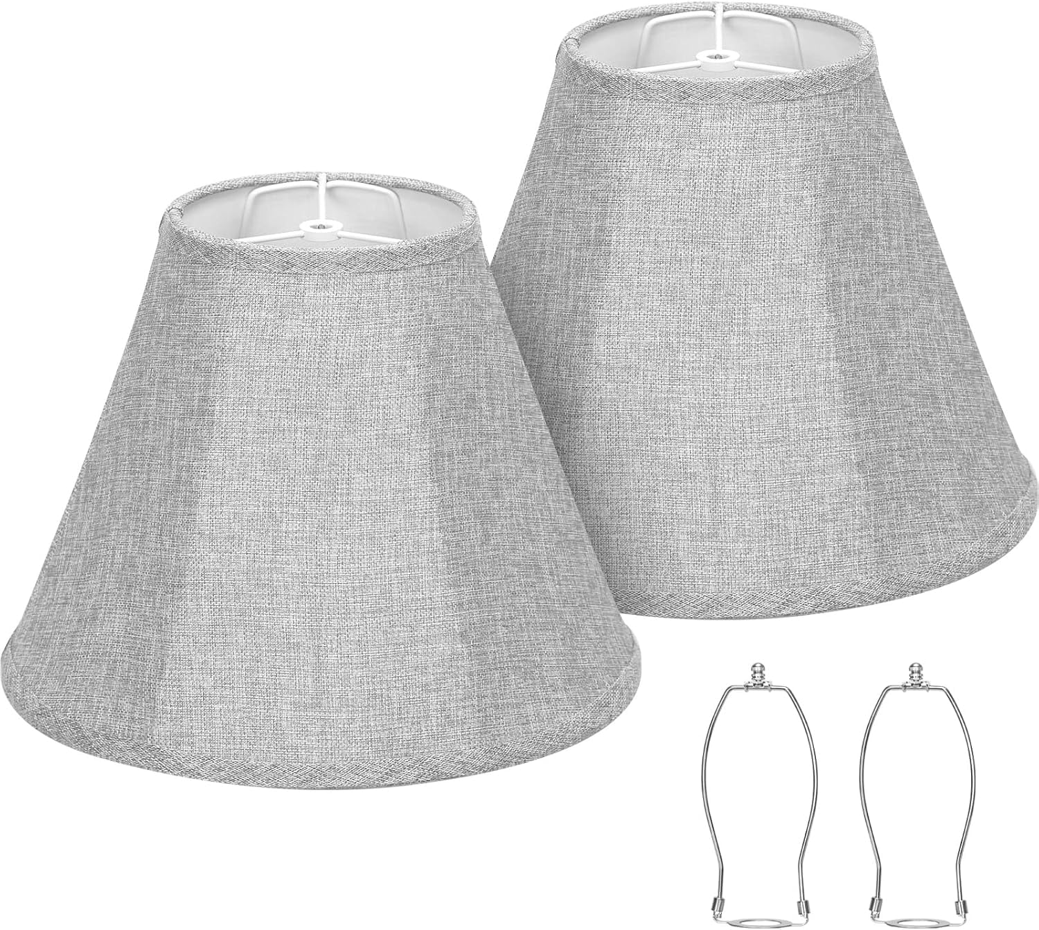 Bell Lamp Shades Set of 2, Gray Fabric Lampshades 6"Top x 13"Bottom x ...
