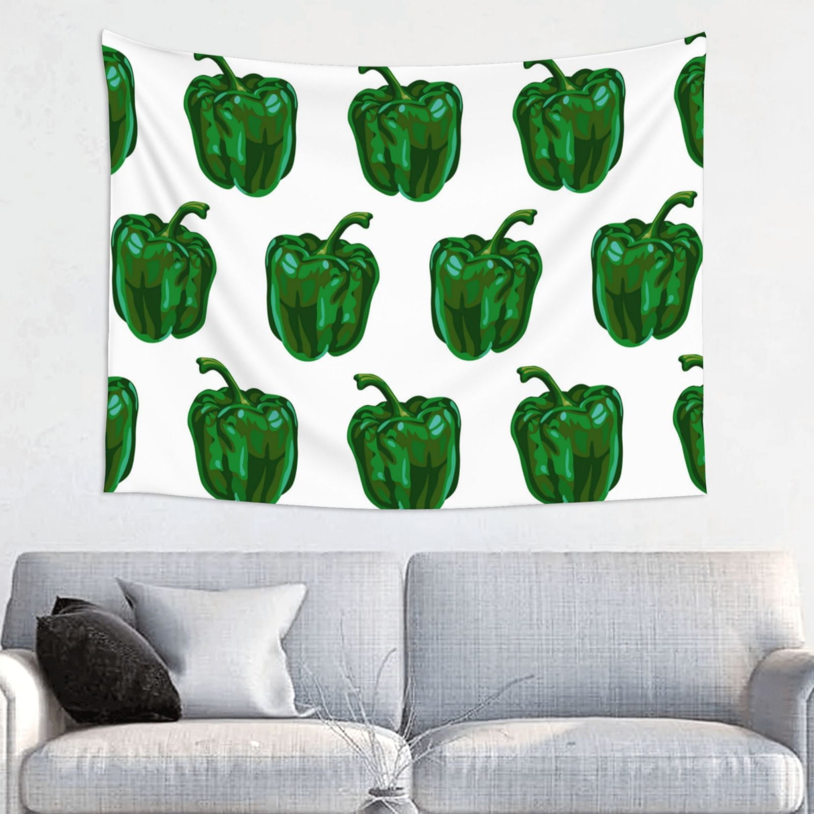 Bell Pepper Pattern green Wall Tapestry for Bedroom Aesthetic - Tapestry Aesthetic Wall Hanging ...