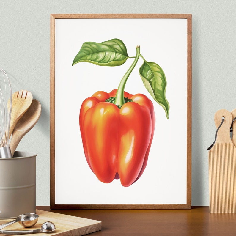 Bell Pepper Print Vegetable Food Poster Healthy Fruit Wall Art ...