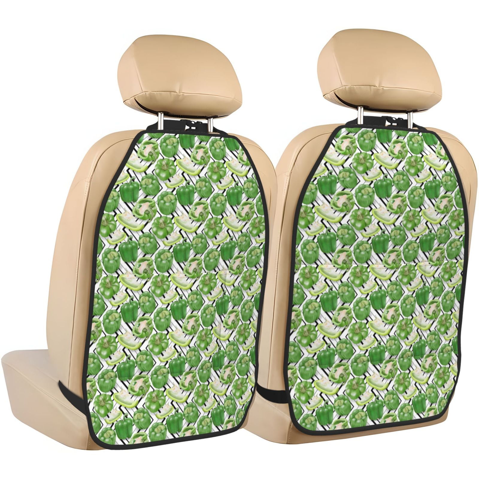 Bell Pepper funny green Backseat Car Organizer, 2 Pack Kick Mats Back ...