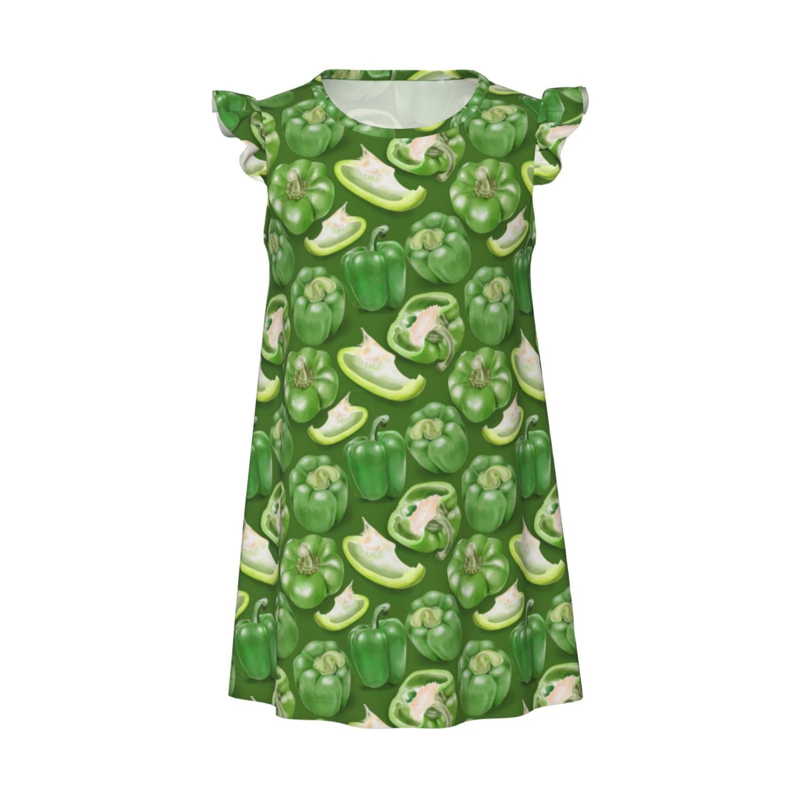 Bell Pepper green Print Girls Nightgowns, Pajamas for Girls, Soft ...