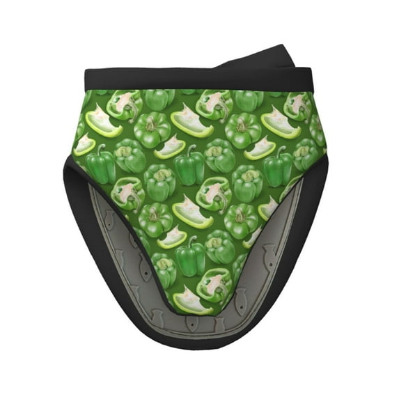 Bell Pepper green Print Oven Mitts Heat Resistant, Soft Lining Silicone ...