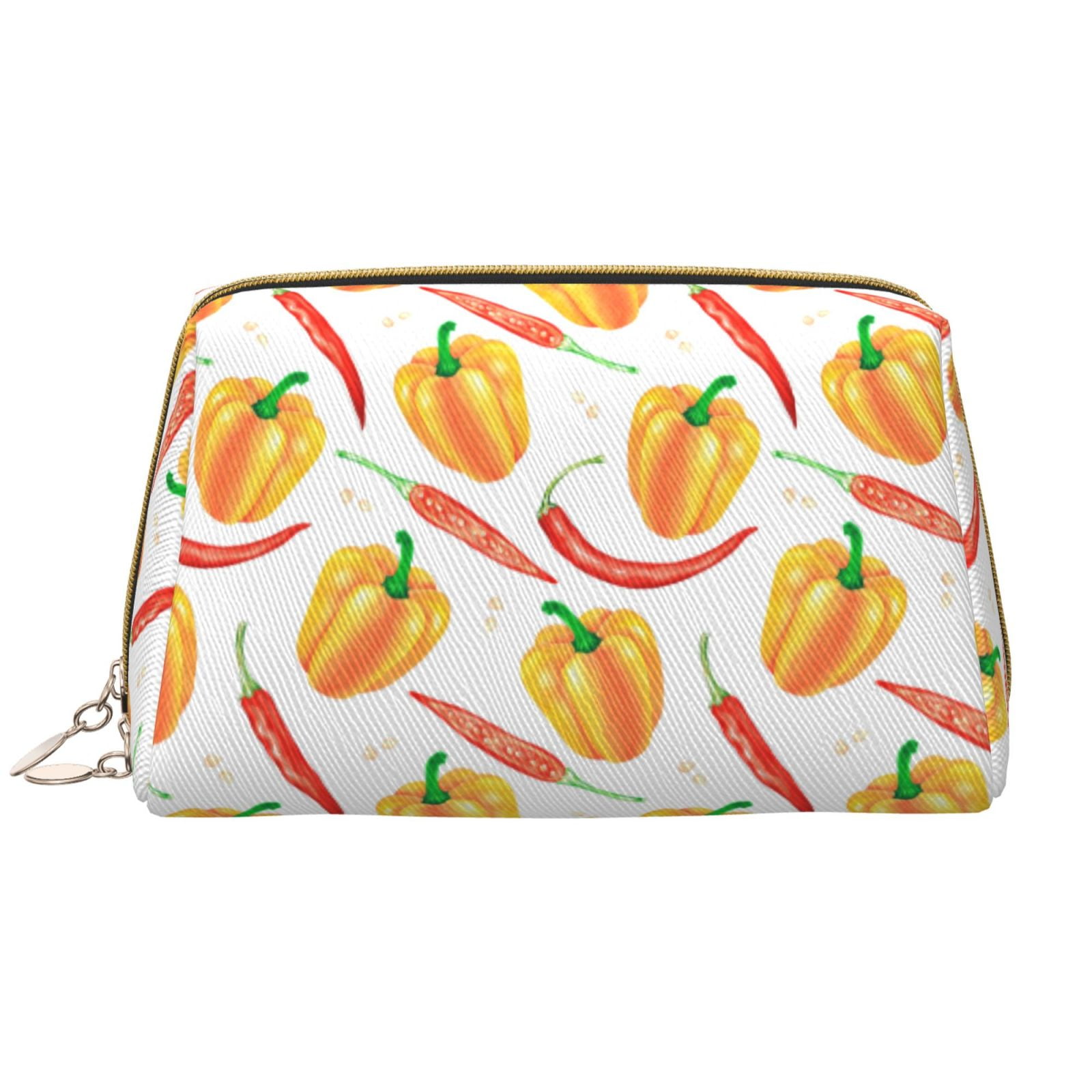Bell Pepper yellow red Makeup Bag, Large Capacity Travel Cosmetic Bag ...
