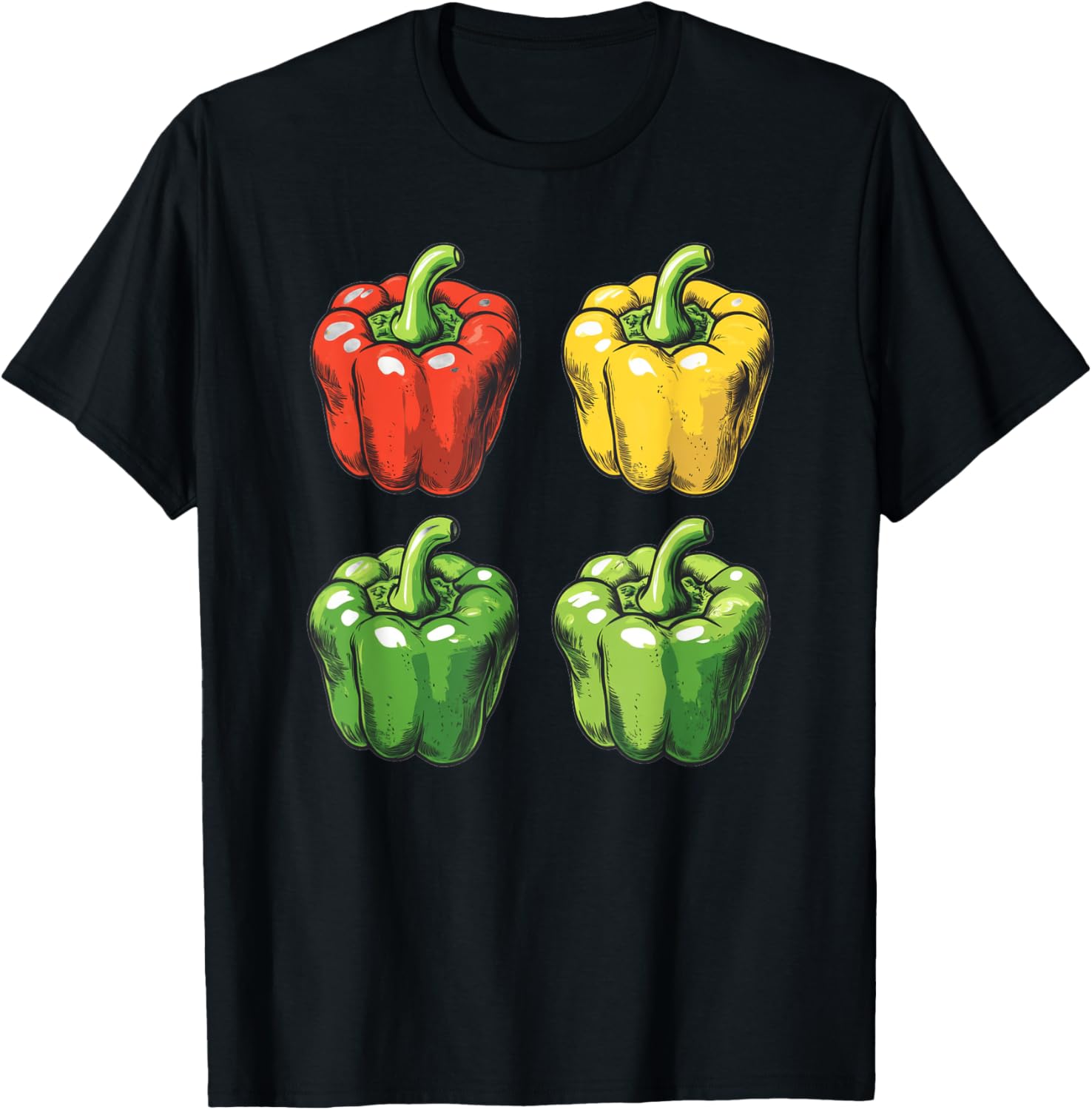 Bell Peppers Design T-ShirtMen's and women's short-sleeved pure cotton ...