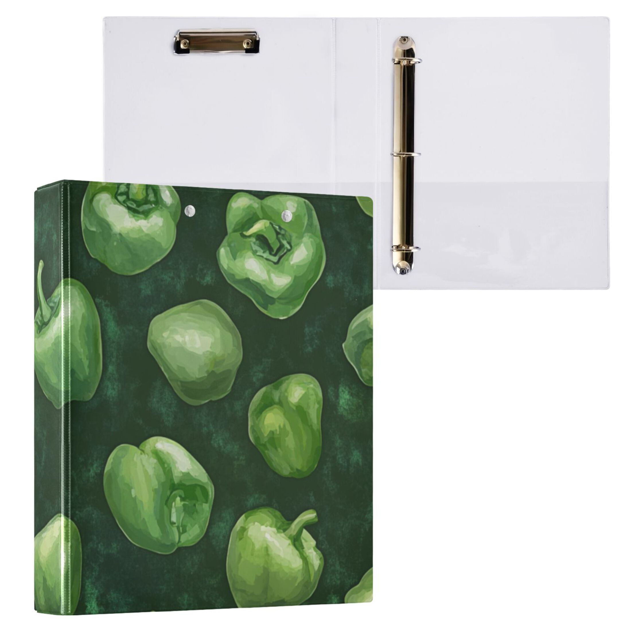 Bell Peppers Green 3 Ring Binders 1.5 inch Hardcover File Folders with ...