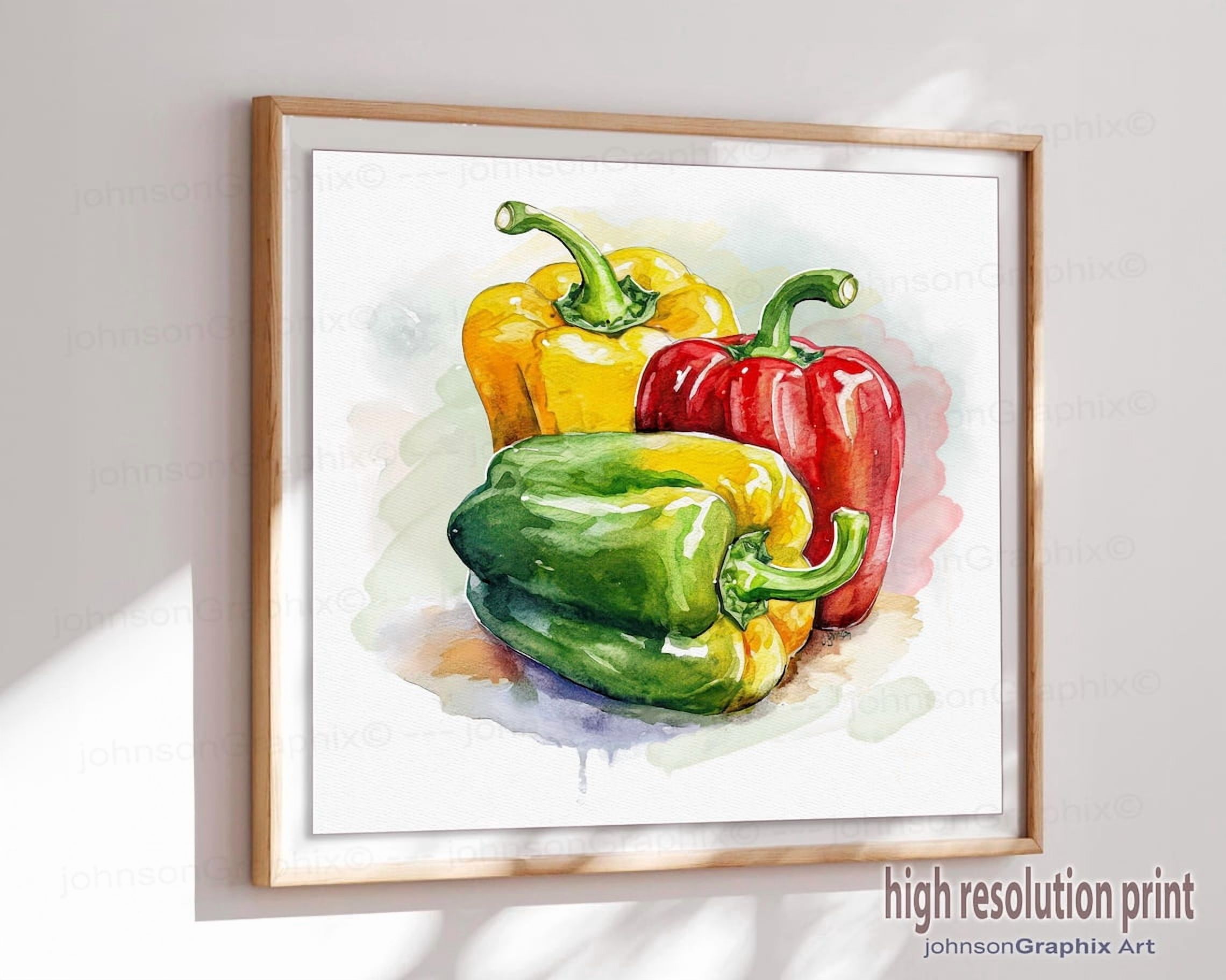 Bell Peppers Print: Country Kitchen Wall Art Unframed Paper Print ...