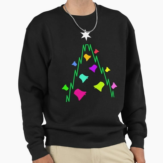 Bell Ringing Christmas Tree Vintage Holiday Graphic Art Aesthetic Unisex Sweatshirt G11978, Up ...