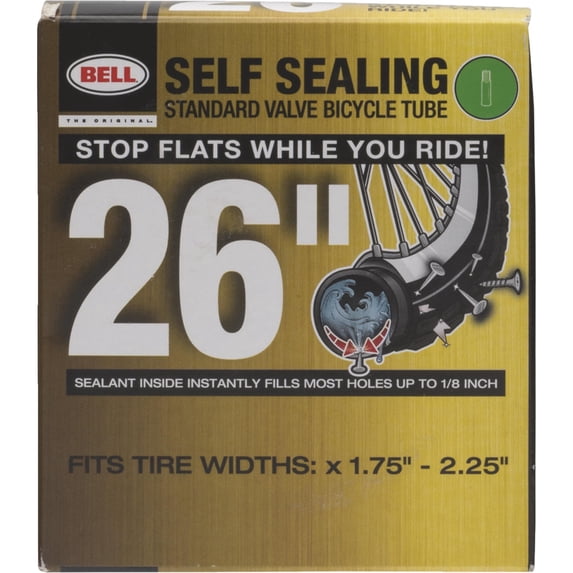 Bell Sports Self-Sealing Schrader Bike Inner Tube, 26 inches, fits 1.75 ...