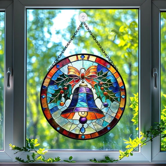 Bell Stained Glass Suncatcher, Bell Glass Suncatchers for Windows For ...