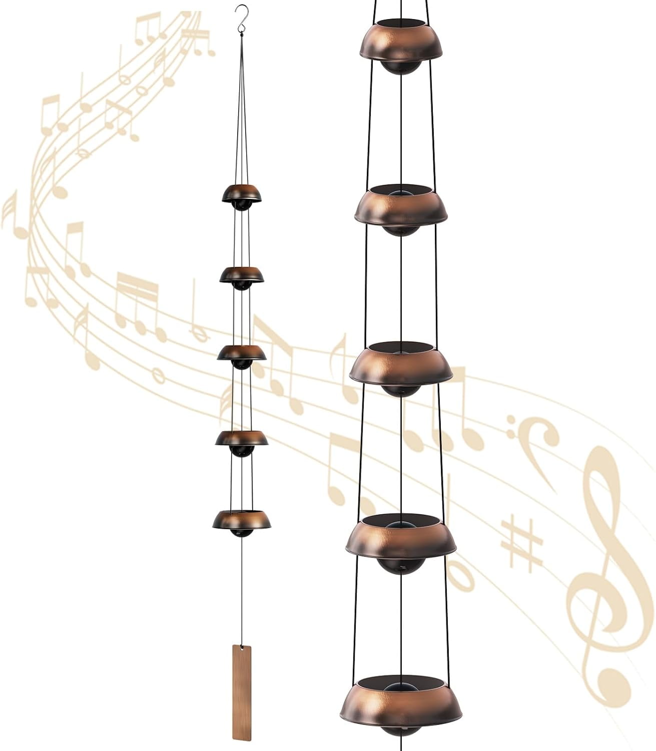 Bell Wind Chimes for Outside Clearance, Temple Windchimes Outdoors w/5 ...
