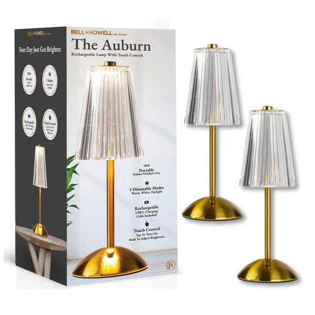 Bell and Howell Auburn Table Lamp 2 Pack Small Cordless Touch LED ...