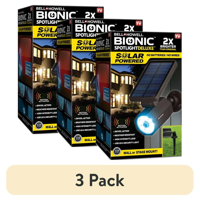 (3 pack) Bell + Howell Bionic Spotlight Deluxe Solar Powered Outdoor ...