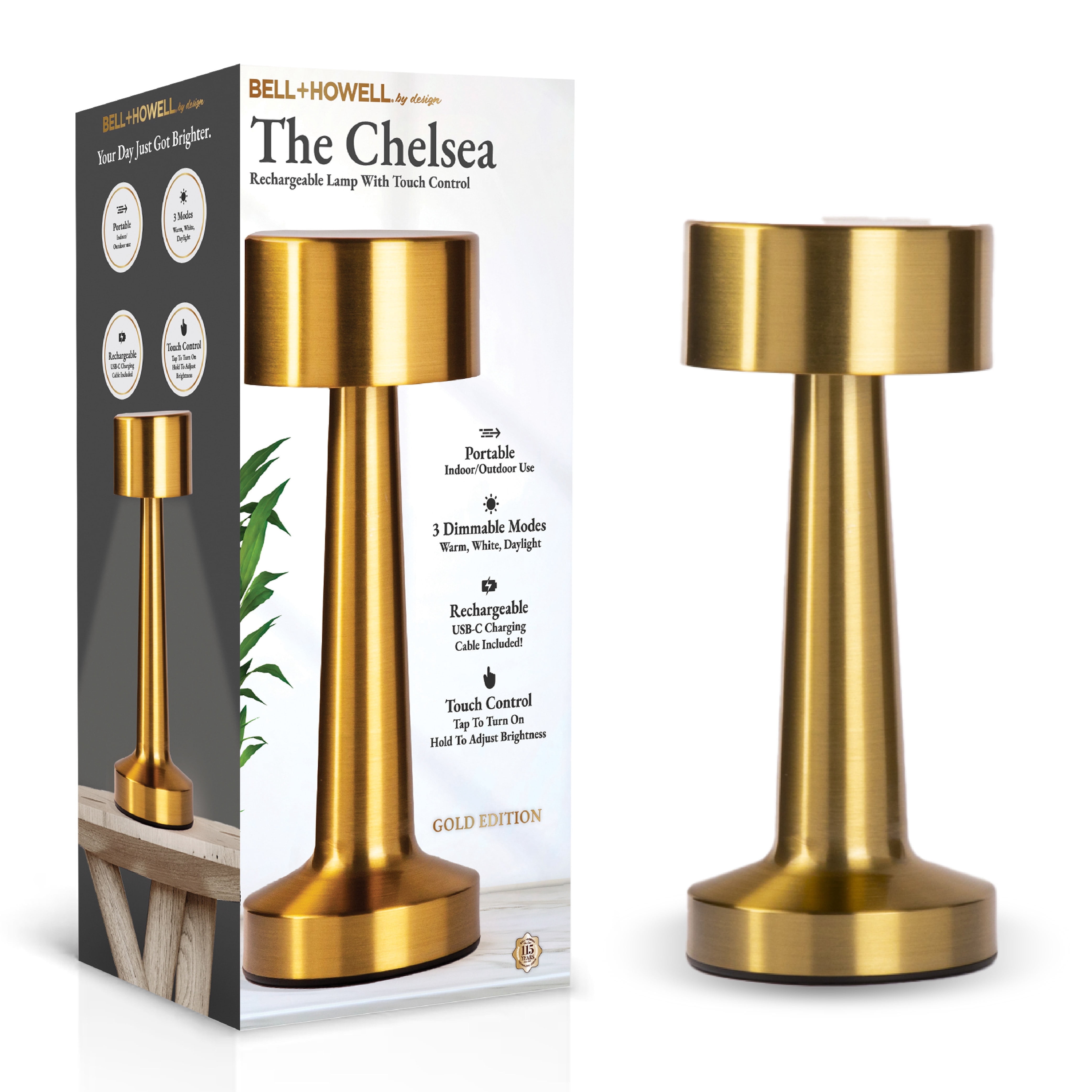 Bell and Howell Chelsea Table Lamp Small Cordless Touch LED ...