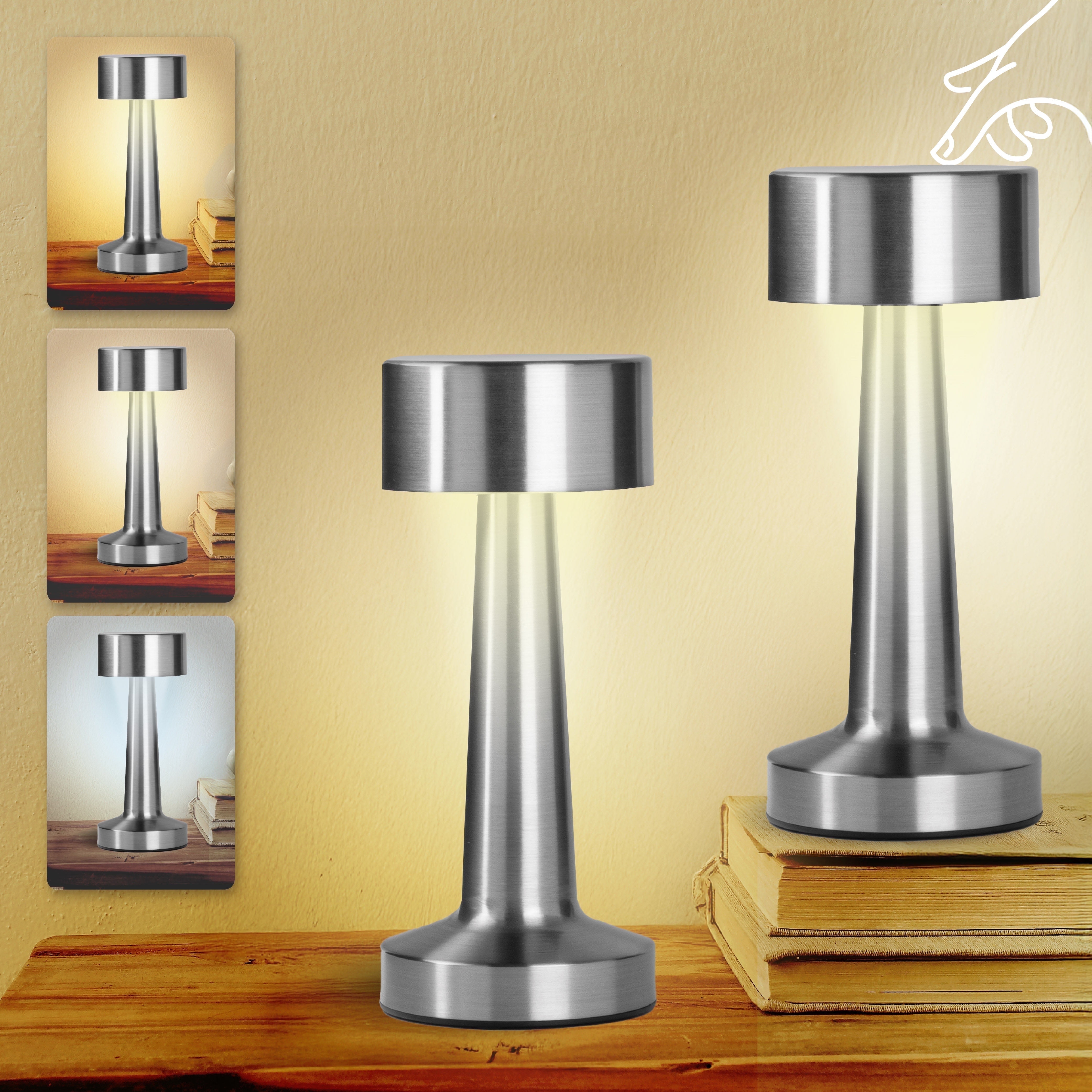 Bell + Howell Chelsea Small Table Lamp, Touch Lamps for Bedroom, LED ...