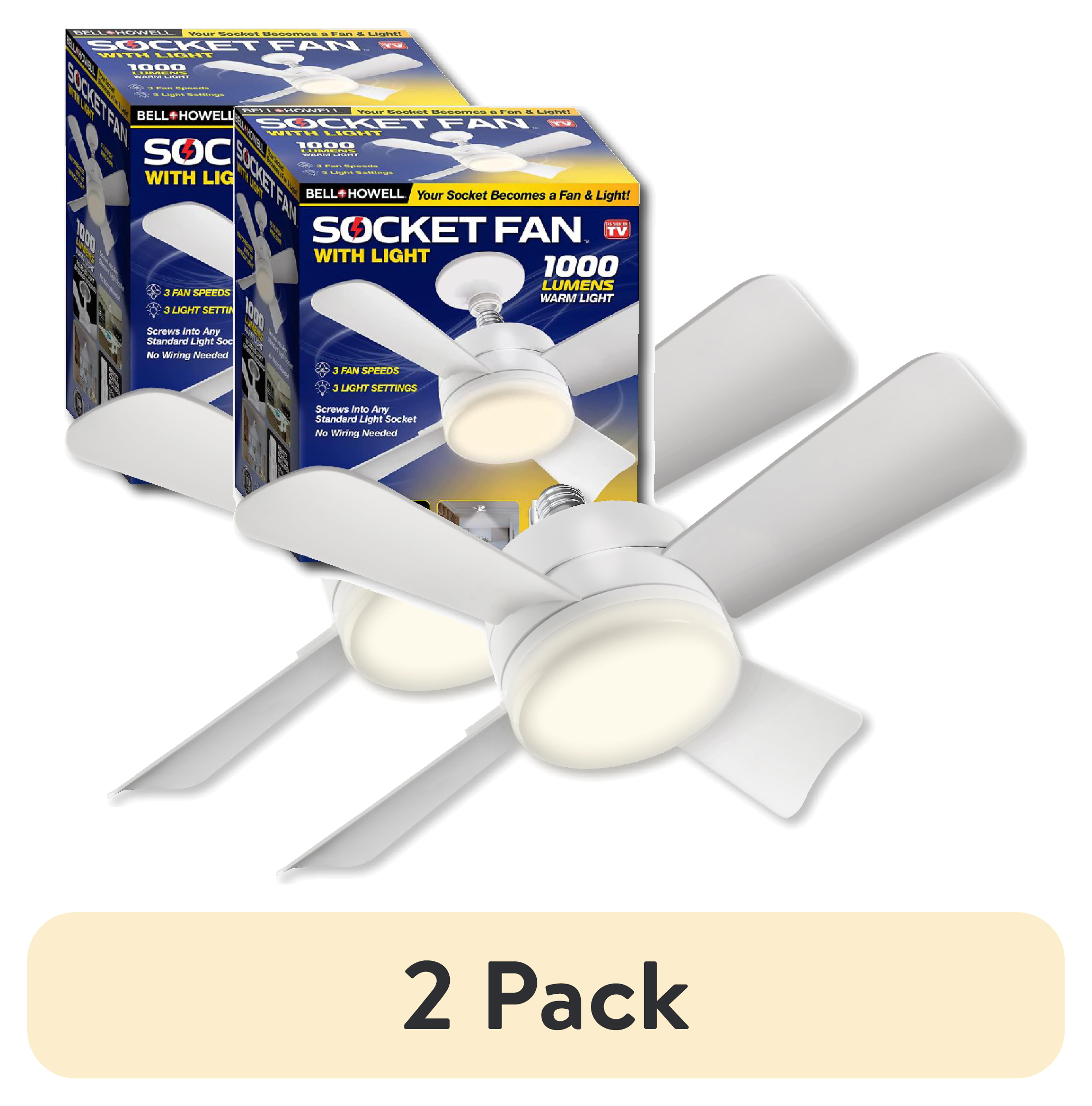 (2 pack) Bell and Howell Socket Ceiling Ceiling Fan with White Finish ...