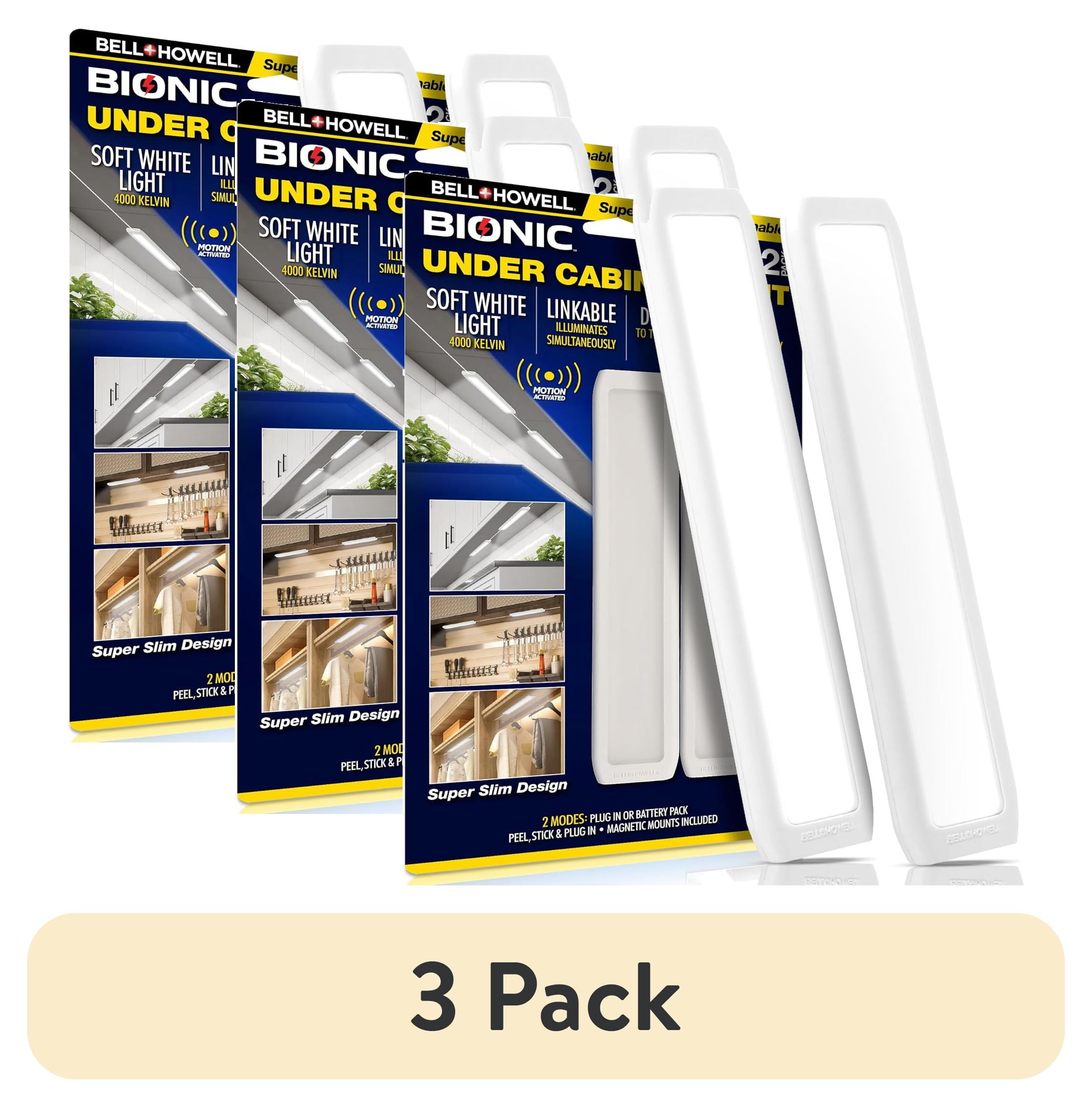 (3 pack) Bell and Howell Under Cabinet Lights 2 Pack Rechargeable LED ...