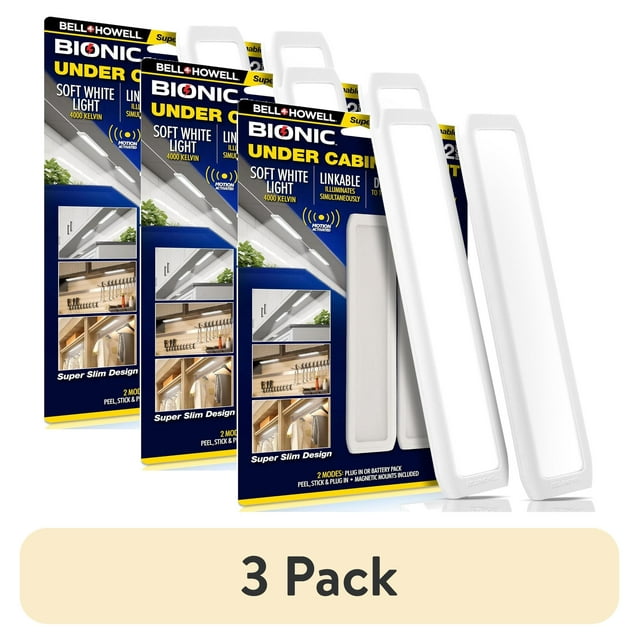 (3 pack) Bell and Howell Under Cabinet Lights 2 Pack Rechargeable LED ...