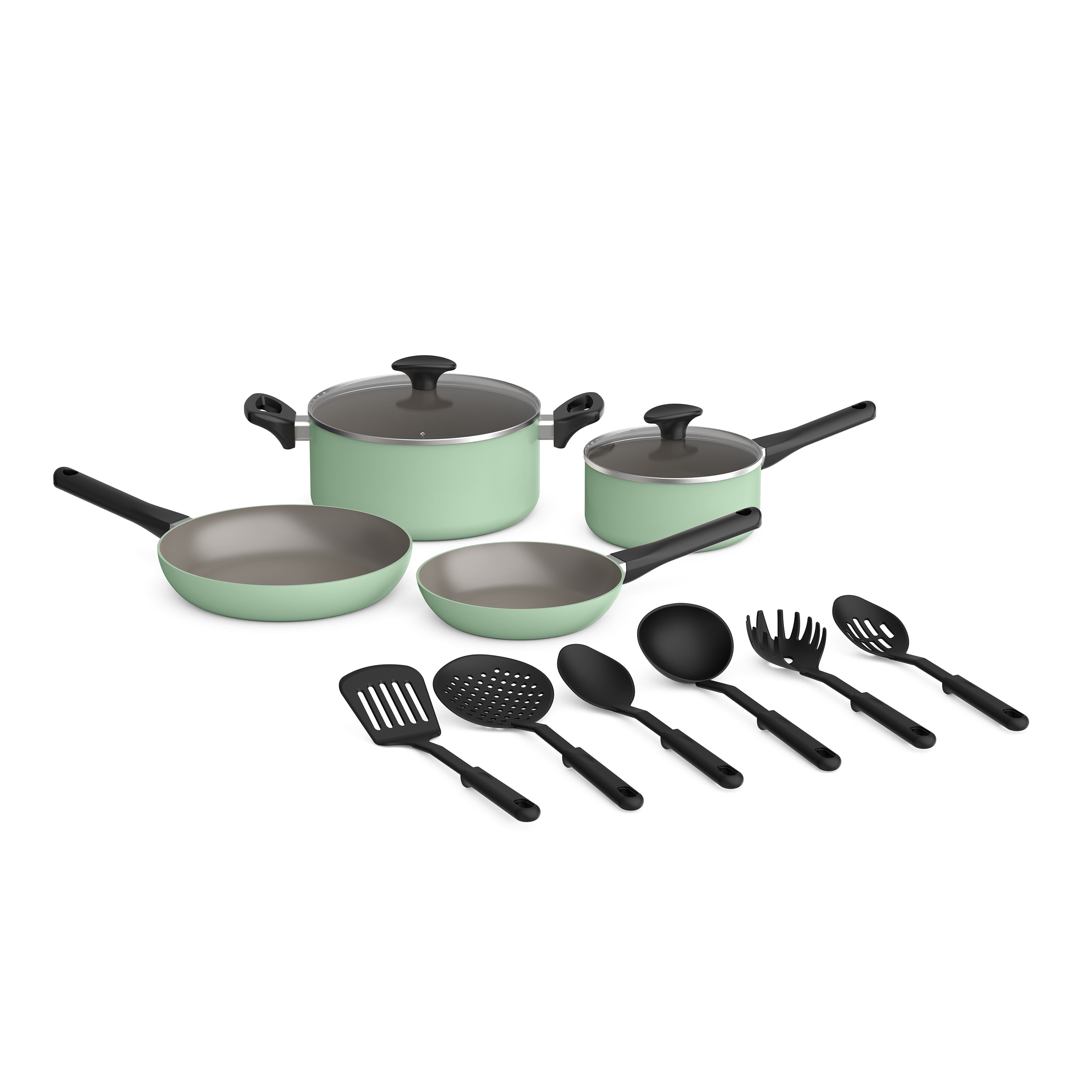 Bella 21 Piece Ceramic Non-Stick Cookware and Utensil Set, Seaglass ...
