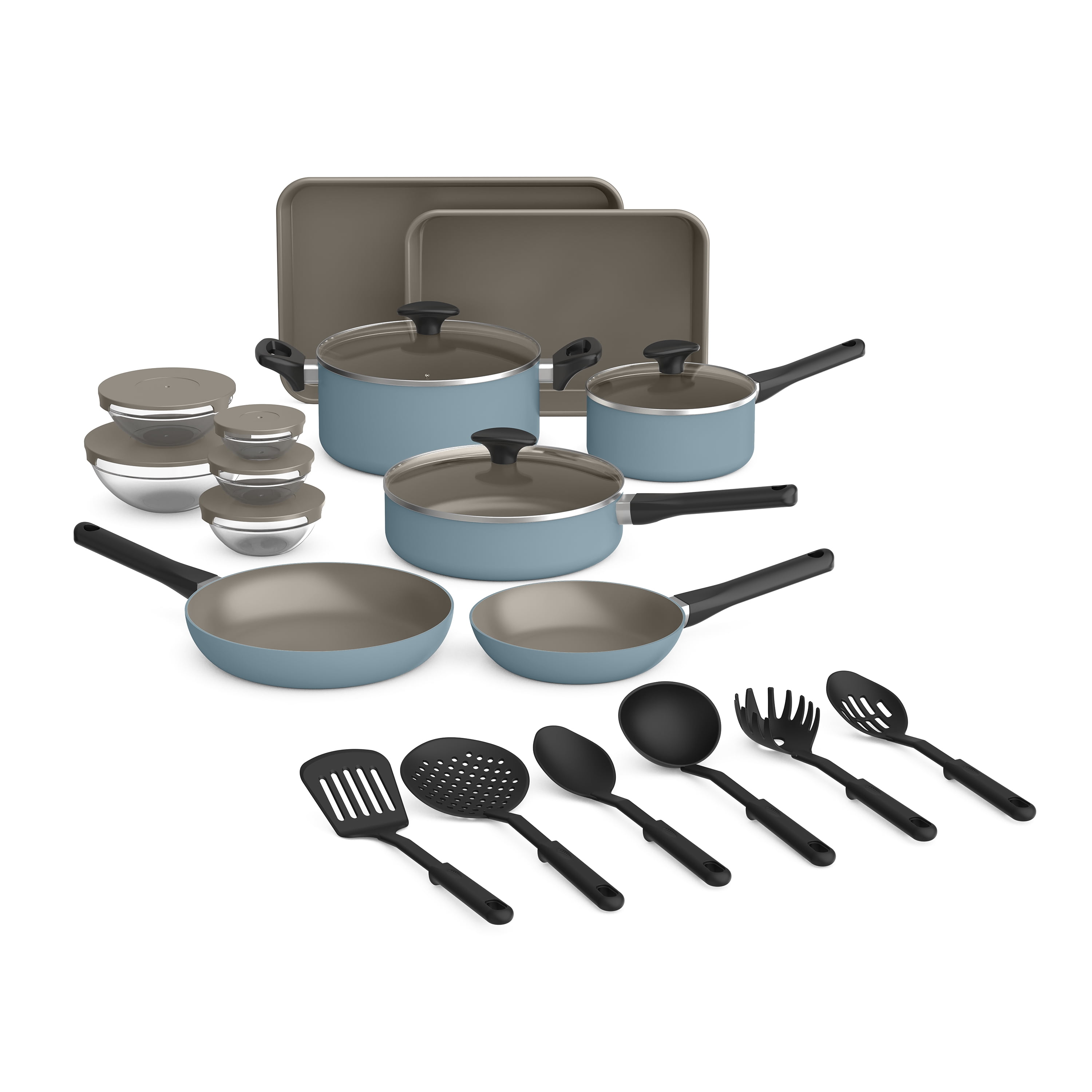 Bella 21 Piece Ceramic Non-Stick Cookware and Utensil Set, Surf ...