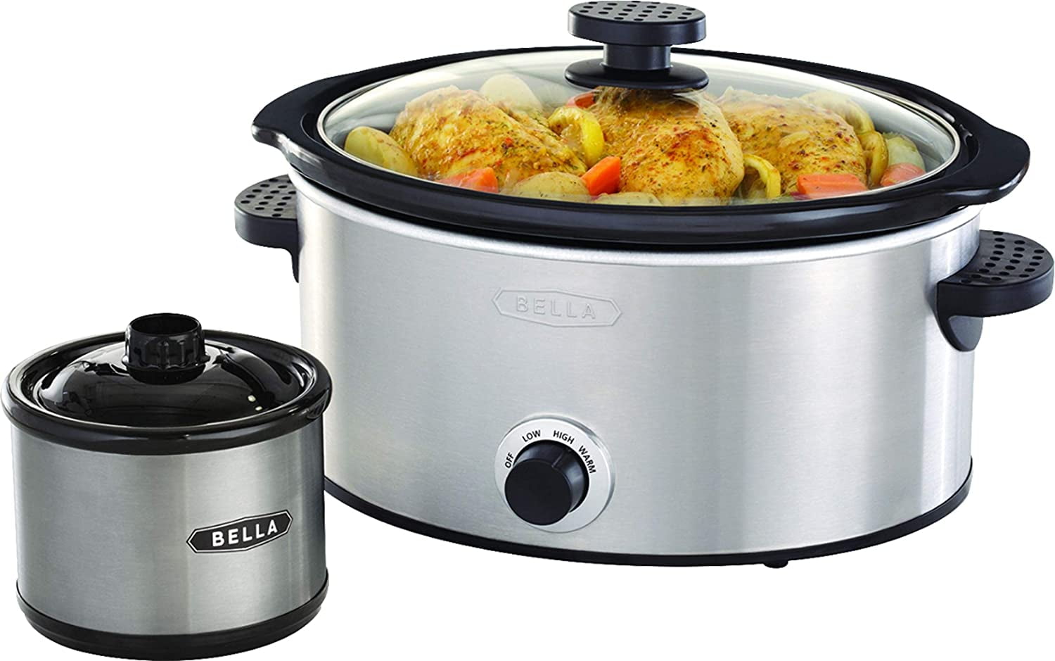 Bella - 5-qt. Slow Cooker with Dipper - Stainless Steel - Walmart.com