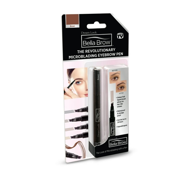 Bella Brow Waterproof Microblading Eyebrow Pen, Brown, As Seen on TV, Smudge-proof, Lasts up to ...
