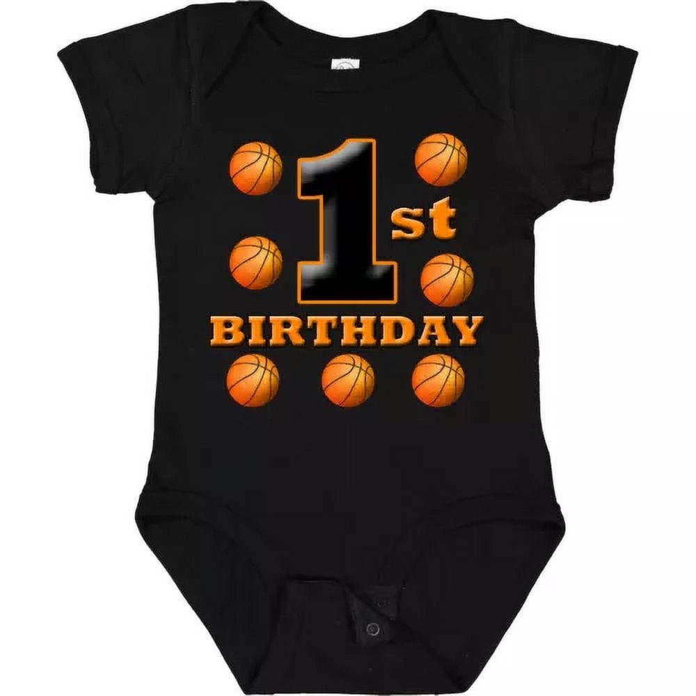 Bella Canvas 1st Birthday Basketball Baby Celebrate Party One-piece ...