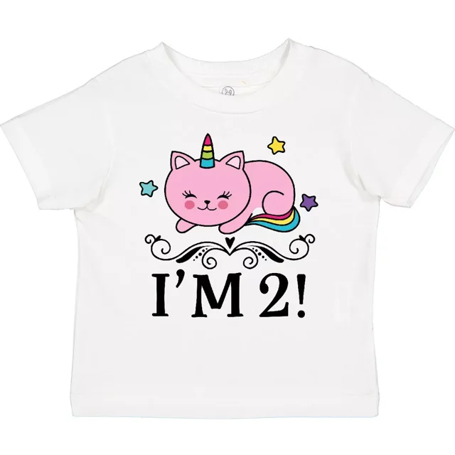 Bella Canvas 2nd Birthday Cat Unicorn Girls Toddler Shirt Year Old 2 Childs Party Toddler Shirt ...