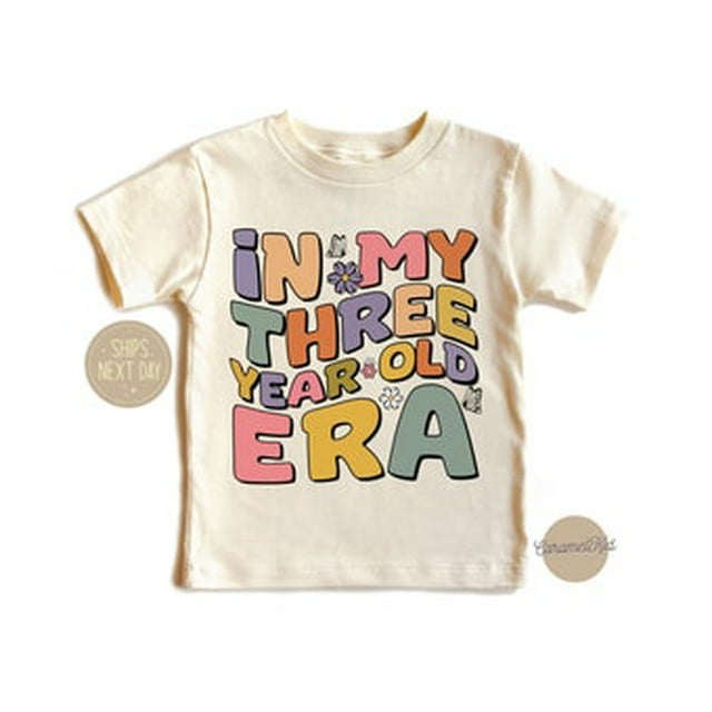 Bella Canvas 3rd Birthday Kids Three Year Era Toddler Birthday Kids Third Birthday Natural ...