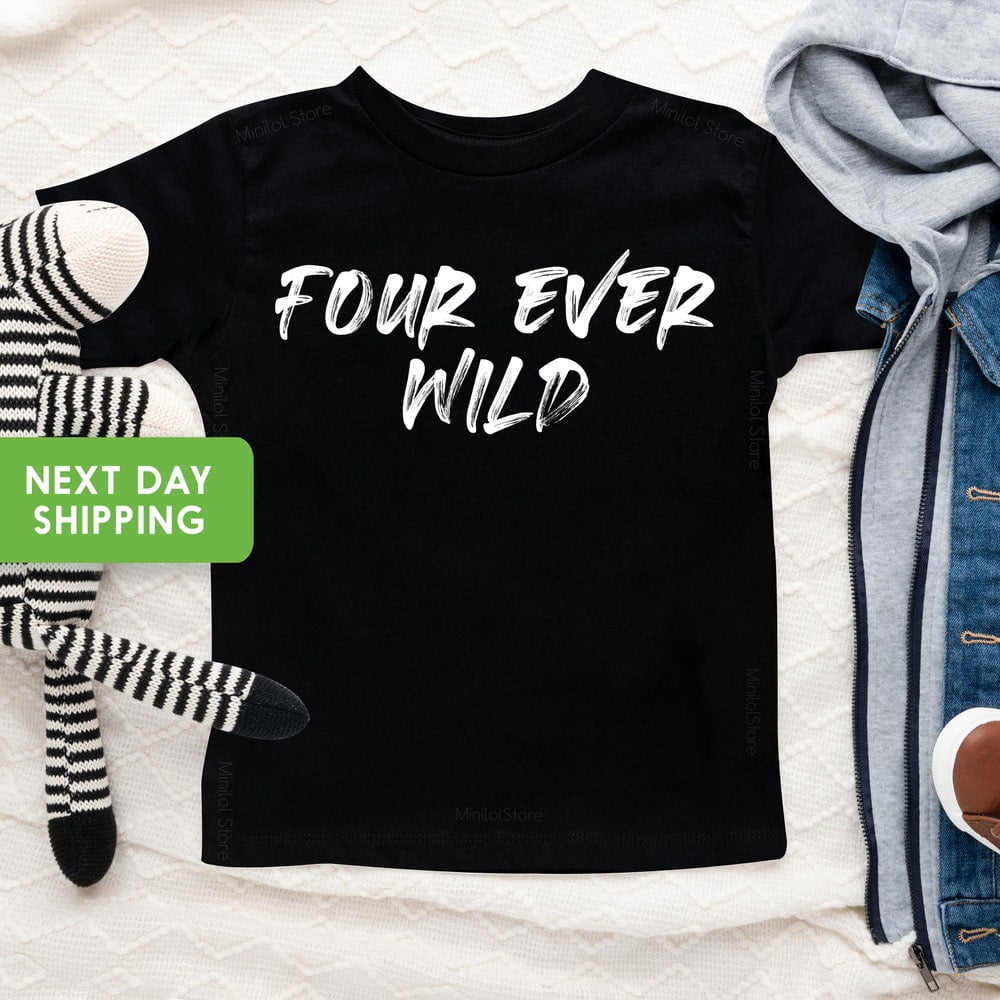 Bella Canvas 4th Birthday Shirt Boy, Four Ever Wild Birthday Toddler Shirt, Fourth Birthday ...