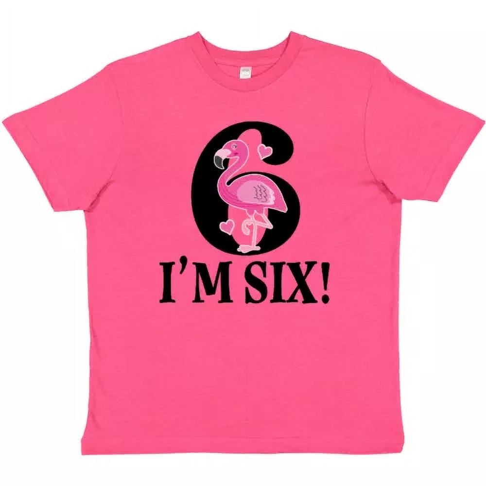 Bella Canvas 6Th Birthday Flamingo 6 Year Old Girl Toddler T-Shirt ...