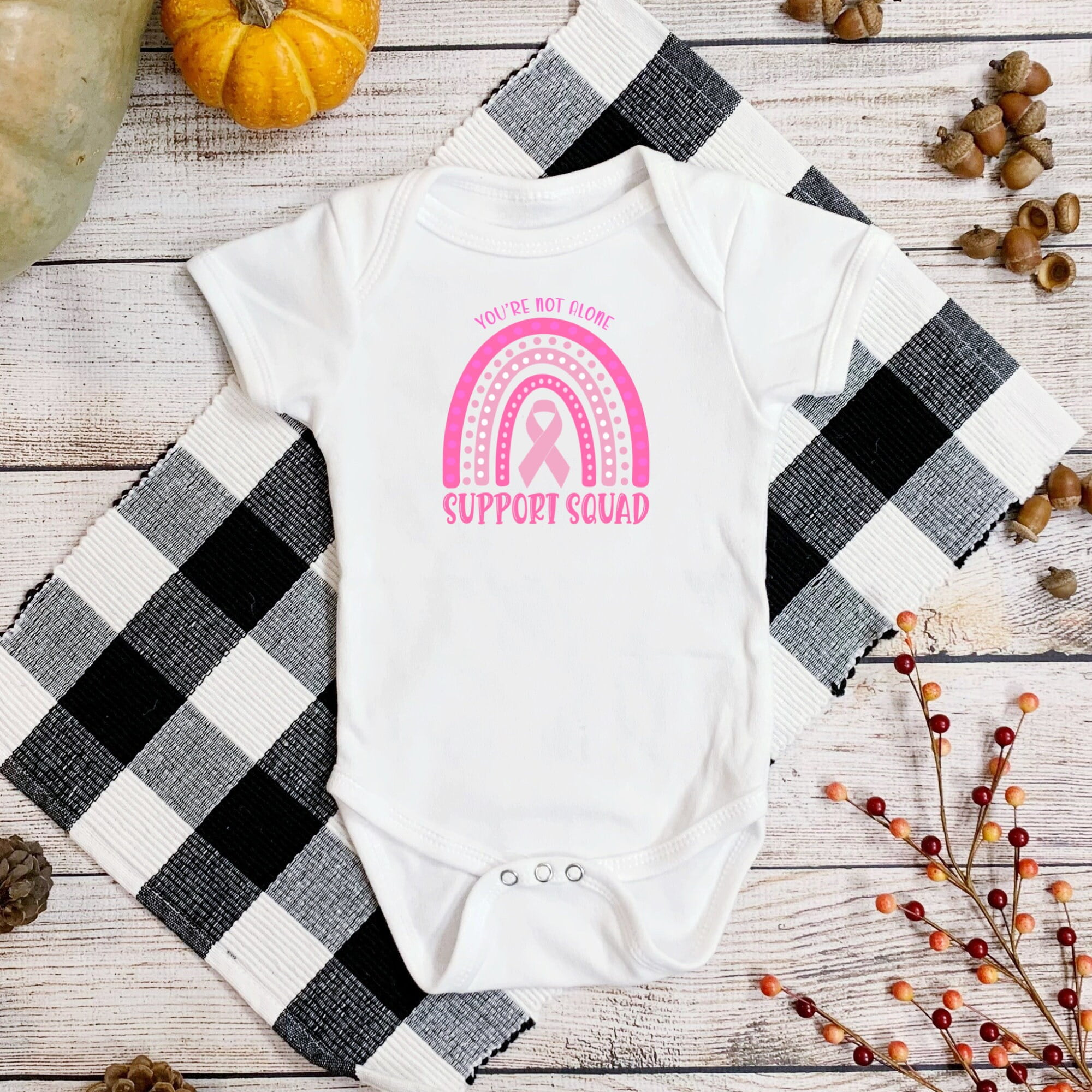 Bella Canvas with You'Re Not Alone Support Squad, Breast Cancer Awareness Baby Body Suit. Cute ...