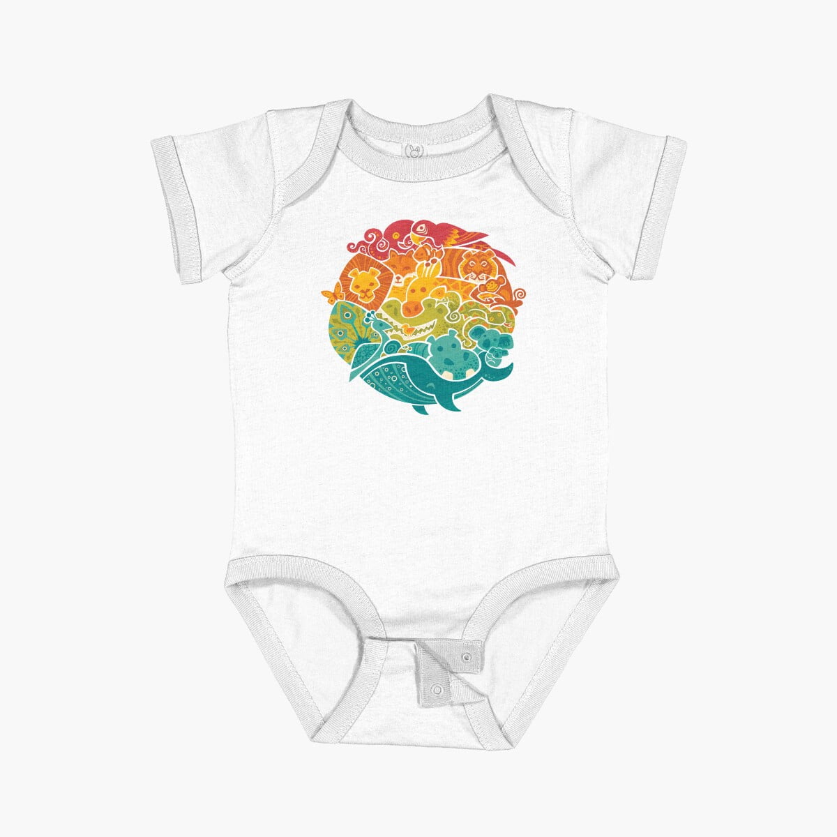 Bella Canvas Animal Rainbow - Cream Short Sleeve Baby One-Piece Newborn ...