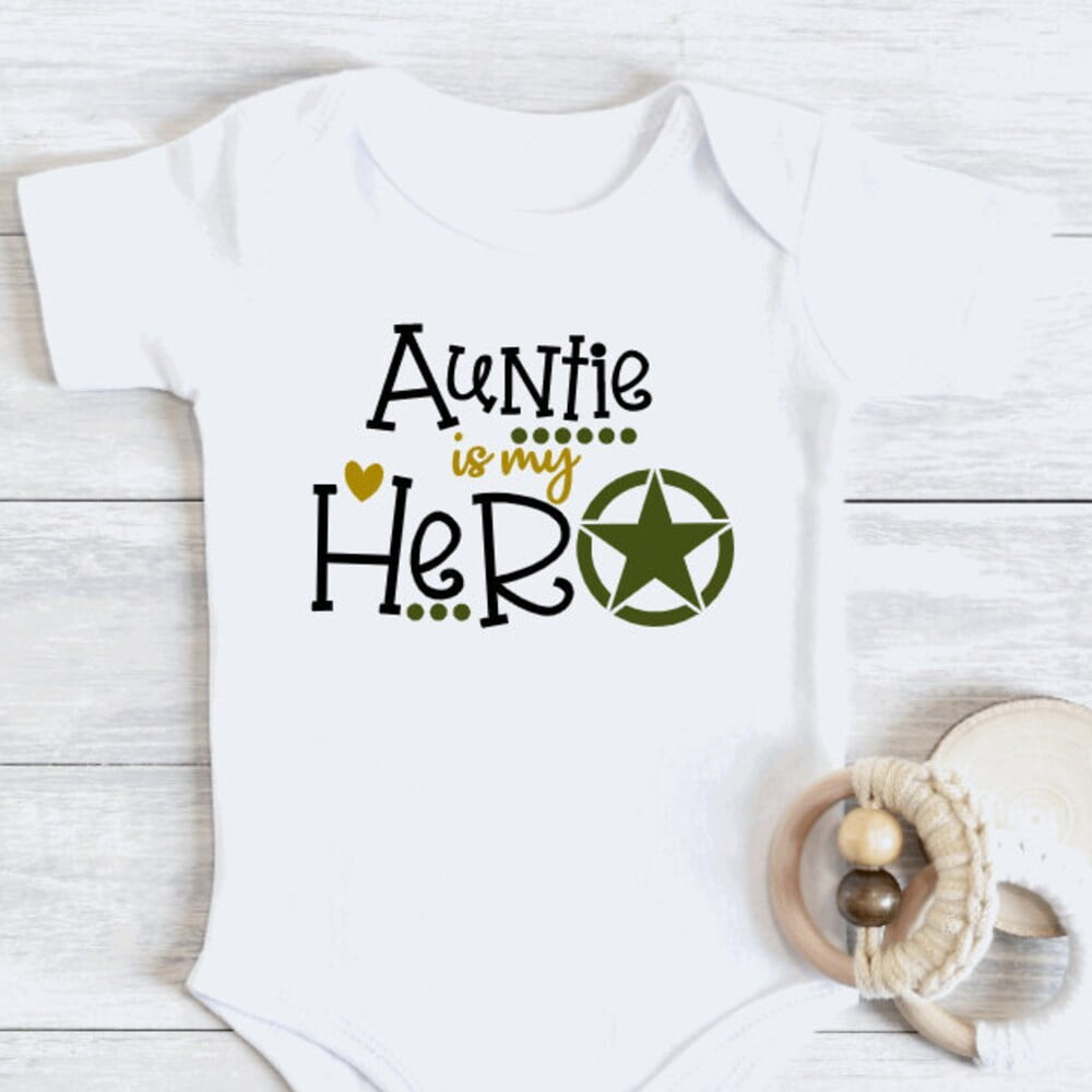 Bella Canvas with Auntie Is My Hero, Proud Army Baby, Military Baby ...