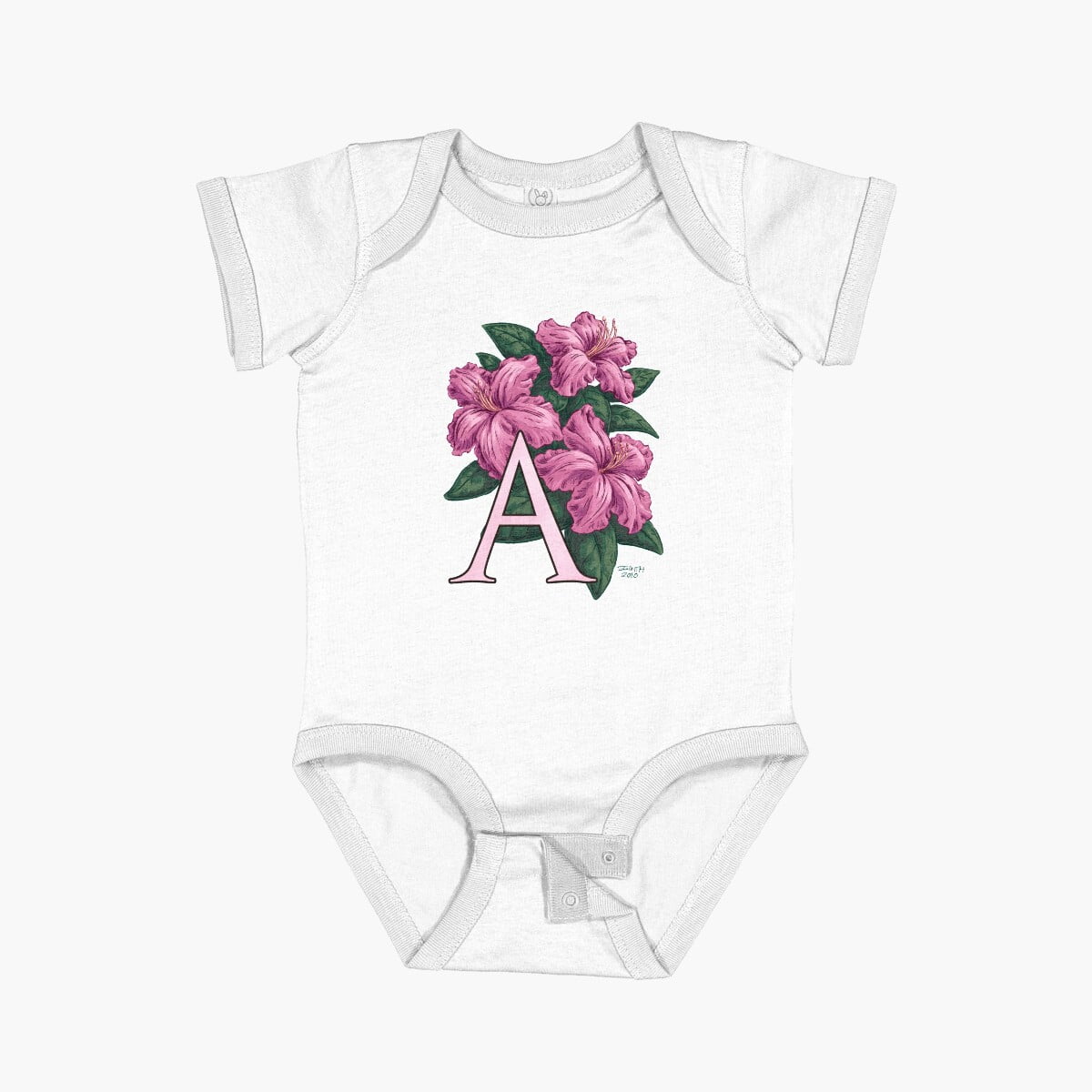 Bella Canvas A Is For Azalea Flower Monogram Floating Short Sleeve Baby ...