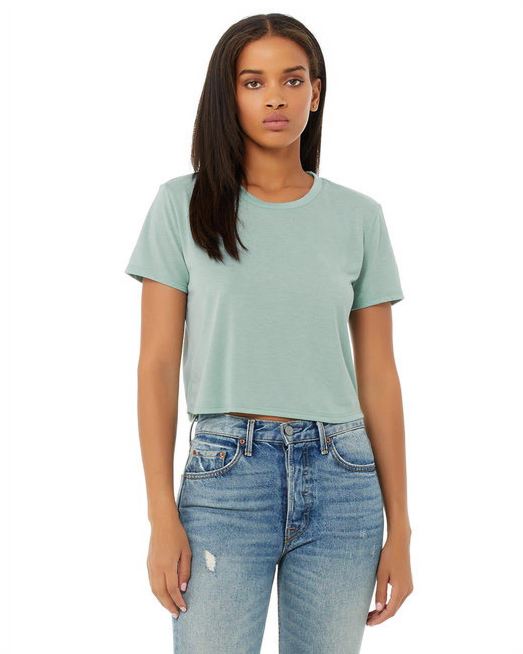 Bella & Canvas B22606256 Women Flowy Crop T-Shirt, Dusty Blue - Extra ...